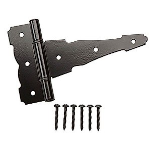Everbilt 6 in. x 4.25 in. Black Heavy Duty Decorative Tee Hinge