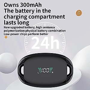 QAWDAWM Clip On Earbuds Wireless Open Ear Headphones- Bluetooth 5.3,80 Hours Playtime with Charging Case, Headphones with Mic Waterproof Sport Earbuds for Running(Black)