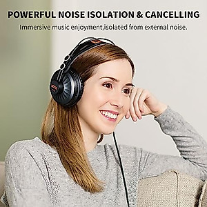 JOYO Studio Headphones Monitor Headphone for Recording Over Ear Noise Canceling for Guitar Cellphone Mixer Amplifier Podcast DJ and Keyboard Piano (JMH-02)
