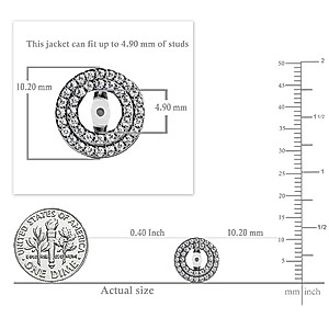 Dazzlingrock Collection - 0.50 Carat (ctw) Round White Diamond Round Shape Double Row Removable Jackets for Stud Earrings 1/2 CT, 14K White Gold