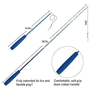 Becory Feather Teaser Cat Toy, Retractable Cat Feather Toy Wand with 5 Assorted Teaser with Bell Refills, Interactive Catcher Teaser for Kitten Or Cat Having Fun Exerciser Playing