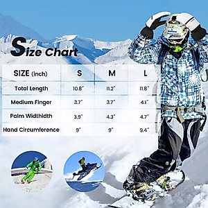 ATERCEL Waterproof Touchscreen Ski Gloves, Snow Gloves for Snowboard, Snowmobile, Winter Hiking for Man and Women, Suitable in Cold Weather(White, Small)