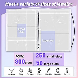 17Dec Extra Large Transparent Jewelry Storage Book Box with 300 Slots,Clear Travel Earring Jewelry Organizer Binder with Pocket,50 Plastic PVC Bag for Ring,Necklace,Bracelets,Stud