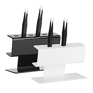 Tweezers Stand Holder, Tweezers Organizer Storage Rack Acrylic Plastic Holder for Tweezers Scraper Shears Tools Ideal Make Up Accessories Tweezer Holder (White)
