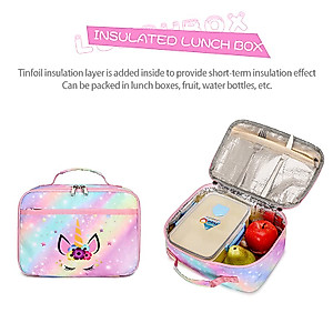 UPlee Unicorn School Backpack For Girls, Kids Elementary Bookbag And Lunch Bag Set, Girls Backpack With Lunch Box,unicorns Backpack Gifts For Girls, Cute Girls Book Bag