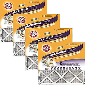 Arm & Hammer Max Allergen & Odor Reduction 20x20x1 Air and Furnace Filter, MERV 11, 4-Pack
