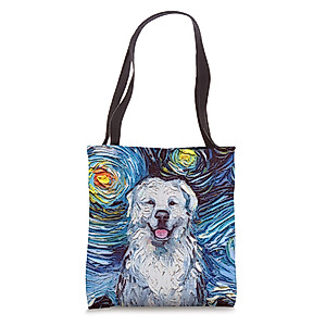 Great Pyrenees Full Version Starry Night Dog Art by Aja Tote Bag