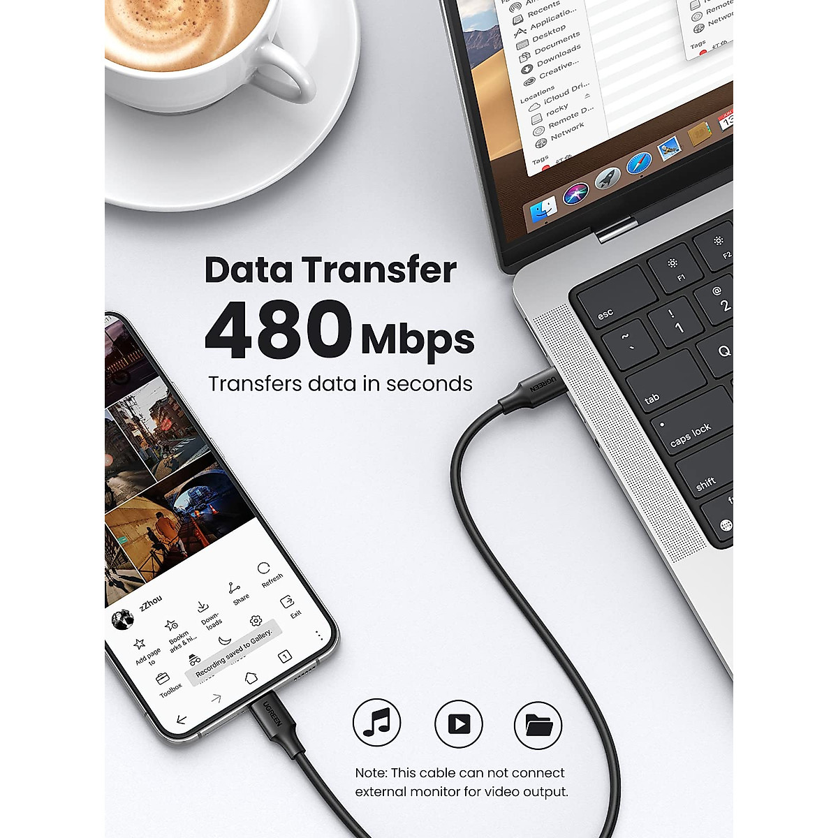 UGREEN 60W 3-Pack USB C to USB C Cable, Type C Fast Charging Cable Compatible with iPhone 15/15 Plus/15 Pro, MacBook Pro 2022, Samsung Galaxy S24/S23/Z Fold/Z Flip, Google Pixel 7, Switch, 6.6FT