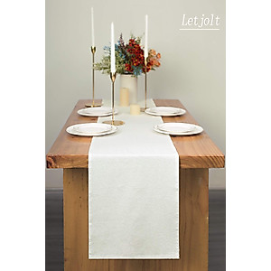Letjolt White Table Runner Rustic Table Runner 12x72 Inches Cotton Table Runner Plain Table Runner