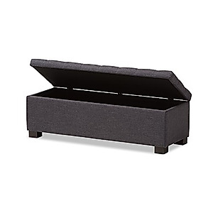 Baxton Studio Orillia Modern and Contemporary Dark Grey Fabric Upholstered Grid-Tufting Storage Ottoman Bench