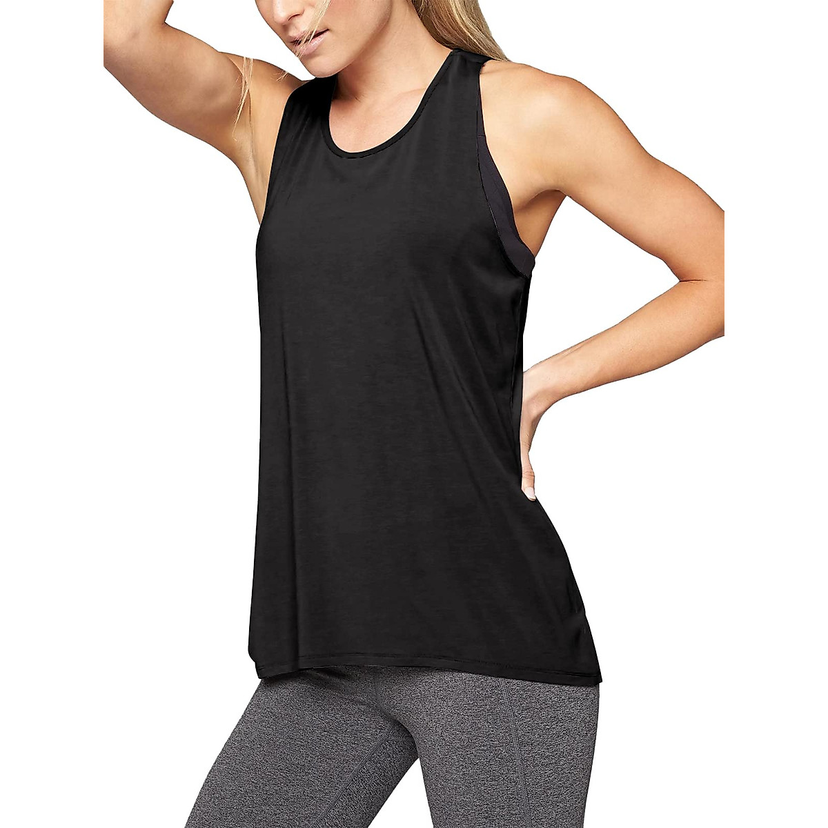 Mippo Women's Workout Tank Top - Loose Fit, Yoga, Tennis, Athletic, Black M