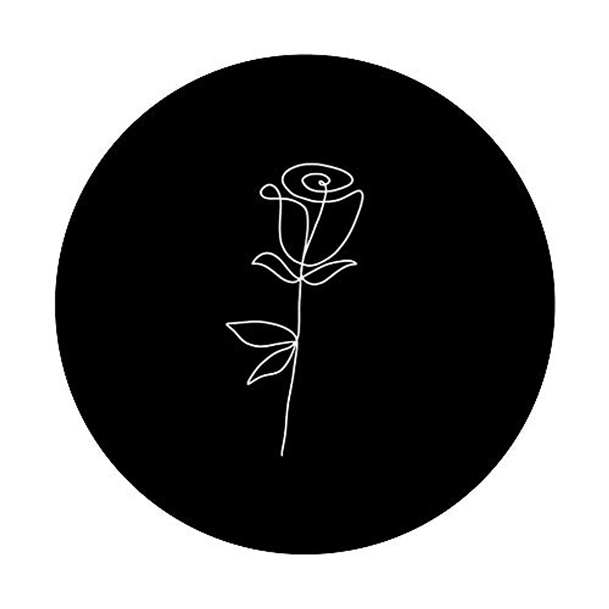 One Line Art White Rose Flower Black Minimalistic Aesthetic PopSockets PopGrip: Swappable Grip for Phones & Tablets