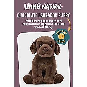 Living Nature Chocolate Labrador Puppy Stuffed Animal | Fluffy Dog Animal | Soft Toy Gift for Kids | 6 inches