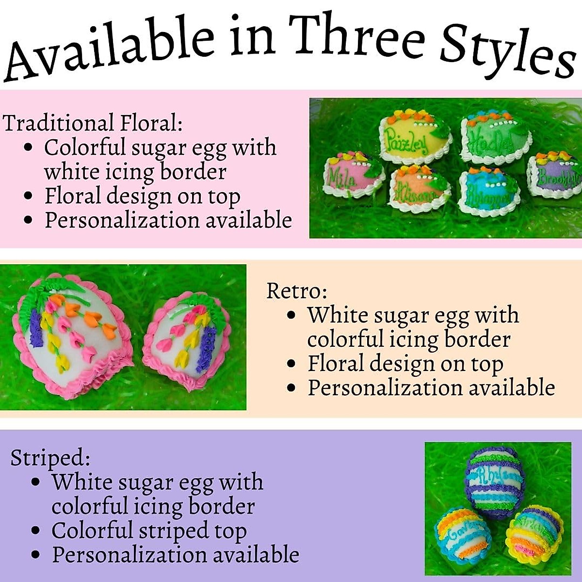 Retro-Style Panoramic Sugar Easter Egg, single; scene inside, perfect for Easter basket, centerpiece, or child gift