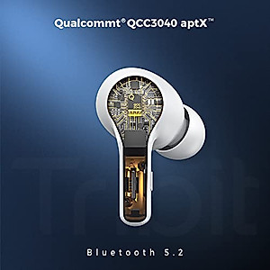 Tribit Wireless Earbuds, Qualcomm QCC3040 Bluetooth 5.2, 4 Mics CVC 8.0 Call Noise Reduction 50H Playtime Clear Calls Volume Control True Wireless Bluetooth Earbuds Earphones, FlyBuds C1 White