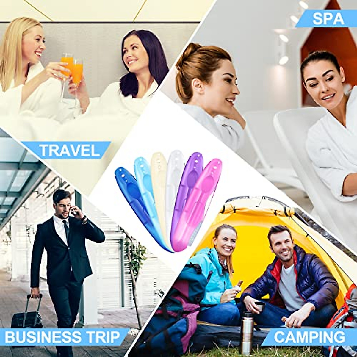 Nuogo 100 Pieces Travel Toothbrushes Folding Tooth Brush Portable Soft Collapsable Toothbrush Bulk for Kids Adult Camping Hiking Travel Supplies, 6 Colors