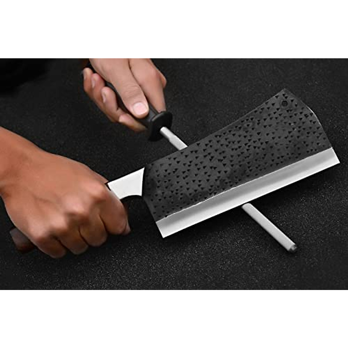 ALZAFASH Cleaver Knife with Sharpening Steel