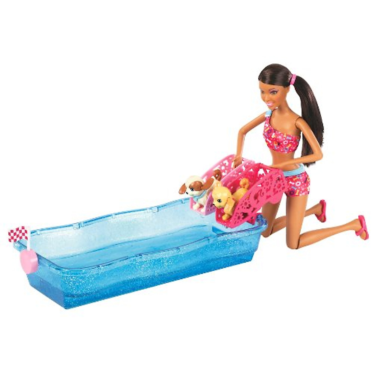 Barbie Swim and Race Pups African-American Doll Playset