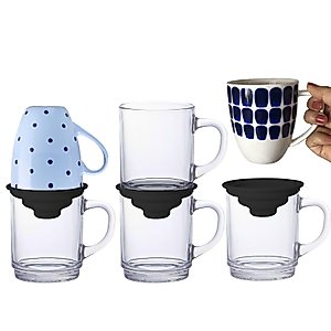 Mug Stacker Kitchen Cabinet Shelf Organizer for Cupboard and Pantry Organization - Expandable and Stackable Storage Solution for Tea Cups and Coffee Mugs - Save Space and Stay Organized (Black)