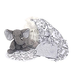 Lambs & Ivy 5 Piece Gray/White Plush Infant/Newborn Baby Gift Bag w/Swaddle
