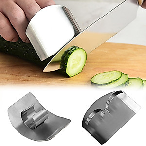 Qinlenyan Finger Guard for Left-Handed Users Stainless Steel Cooking 2pcs Cutting Adjustable Protector Safety Durable Veggie Chopper Dicing Easy to Clean A