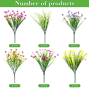 WILLBOND 12 Bundles Faux Flowers Outdoor UV Resistant Faux Plants Shrubs Plastic Rose Flowers Planter Faux Flowers for Home Window Box Kitchen Office Wedding Garden Hanging Decor