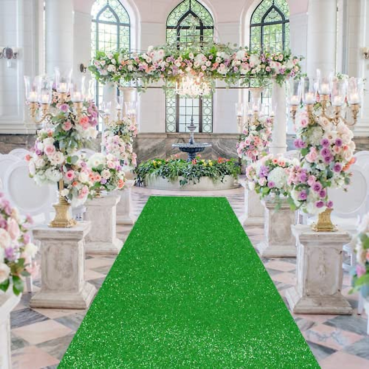 Wedding Aisle Runner Green Sequin Aisle Runner for Wedding Ceremony 4FTx15FT Wedding Runner Aisle Runway Glitter Aisle Runners for Parties Wedding Accessories Aisle Carpet for Bridal Shower Decor