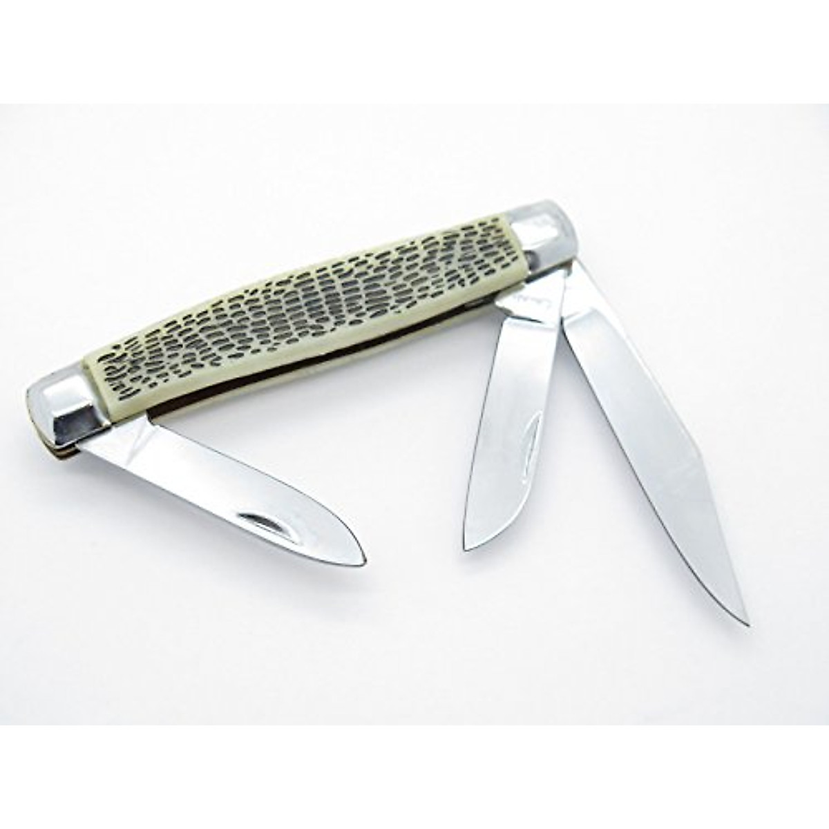 Artist Unknown Vintage Old Stock 1980s Made In China Snake Skin Stockman Folding Pocket Whittler Knife