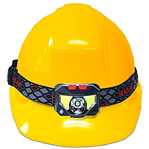 Skywin Hard Hat Light Rechargeable Lightweight USB Flashlight, XPG+COB 3 LED 200 Lumen Head Lamp with Red Light Headlight for Night Outdoor Backpacking IP44 Waterproof Headlamp