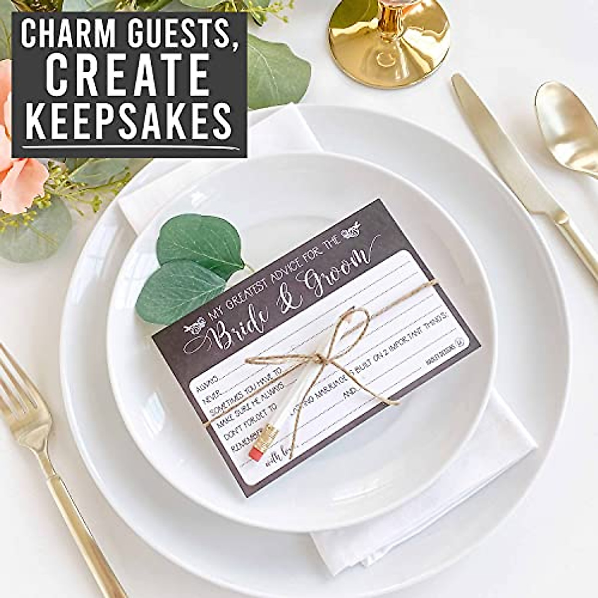 50 Floral Wedding Advice Cards - Wedding Guest Book Alternative, Bridal Shower Games For Guests , Wedding Card Boxes For Reception, Advice Cards For the Bride and Groom, Wedding Games For Guests