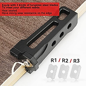 Fewb Chamfer Edge Plane, Manual Woodworking Veneer Edge Banding Trimmer with 3 Blades, Arc Wood Edge Corner Flattening Cutter Hand Planer Scraper Tool for Edge Trimming