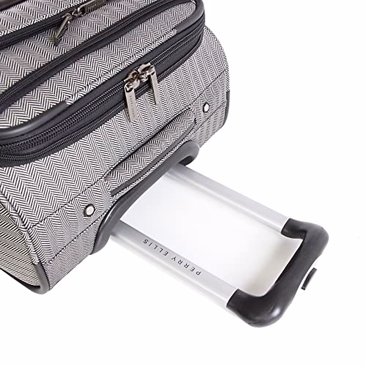 Perry Ellis Lexington II Lightweight Spinner Luggage, Black/White Herringbone, Carry-On 21-Inch