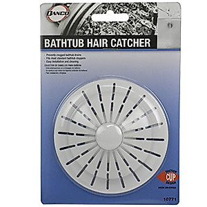DANCO Universal Bathroom Bathtub Suction Cup Hair Catcher Strainer and Snare | Fits Lift & Turn, Push Button & Trip Lever Bathtub Drains | White (10771)