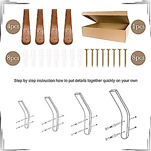 4 Pcs Wooden Coat Hooks- Wall-Mounted Wood Wall Hanger Simple Modern V Shape Handmade Craft Coat Rack for Hanging Coats Hats Bags Towels