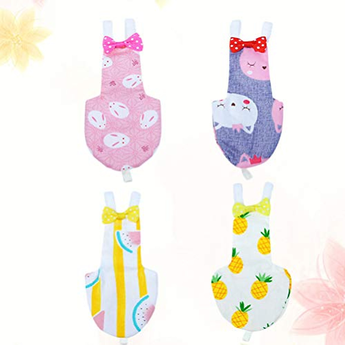 Balacoo Bird Parrot Diaper Washable Resuable Flight Suit Liners with Bowtie,Soft Bird Pee Pad for Cockatiel,Budgie Parakeet, Cockatoos (2Pcs Random Style)