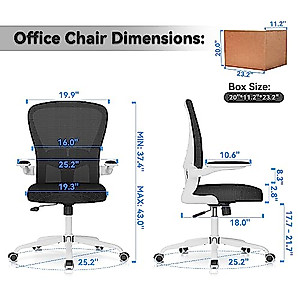 FFIJJ Office Chair,Ergonomic Office Chair,Breathable Mesh Desk Chair, Lumbar Support Computer Chair with Flip-up Armrests, Executive Rolling Swivel Task Chair,Home Office Desk Chair (White)