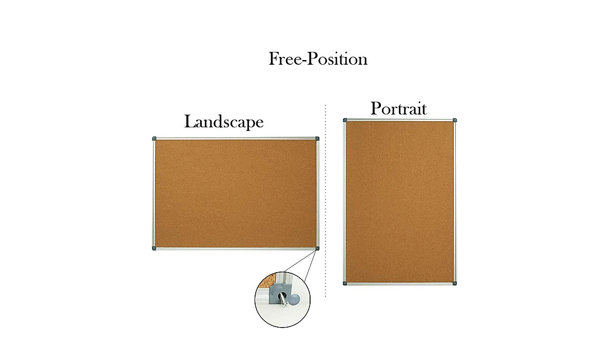 Lockways Double Sided Cork Board 36x24 Wall Mount Notice Board