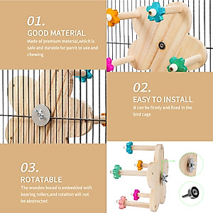 FrgKbTm Wooden Parrots Ferris Wheel Toy with Perches, Bird Toy Rotating Perch Toy, Hanging Bird Stand Cage Accessories for Parakeet Parrot, Cockatiel, Budgerigar,Conure, Lovebirds