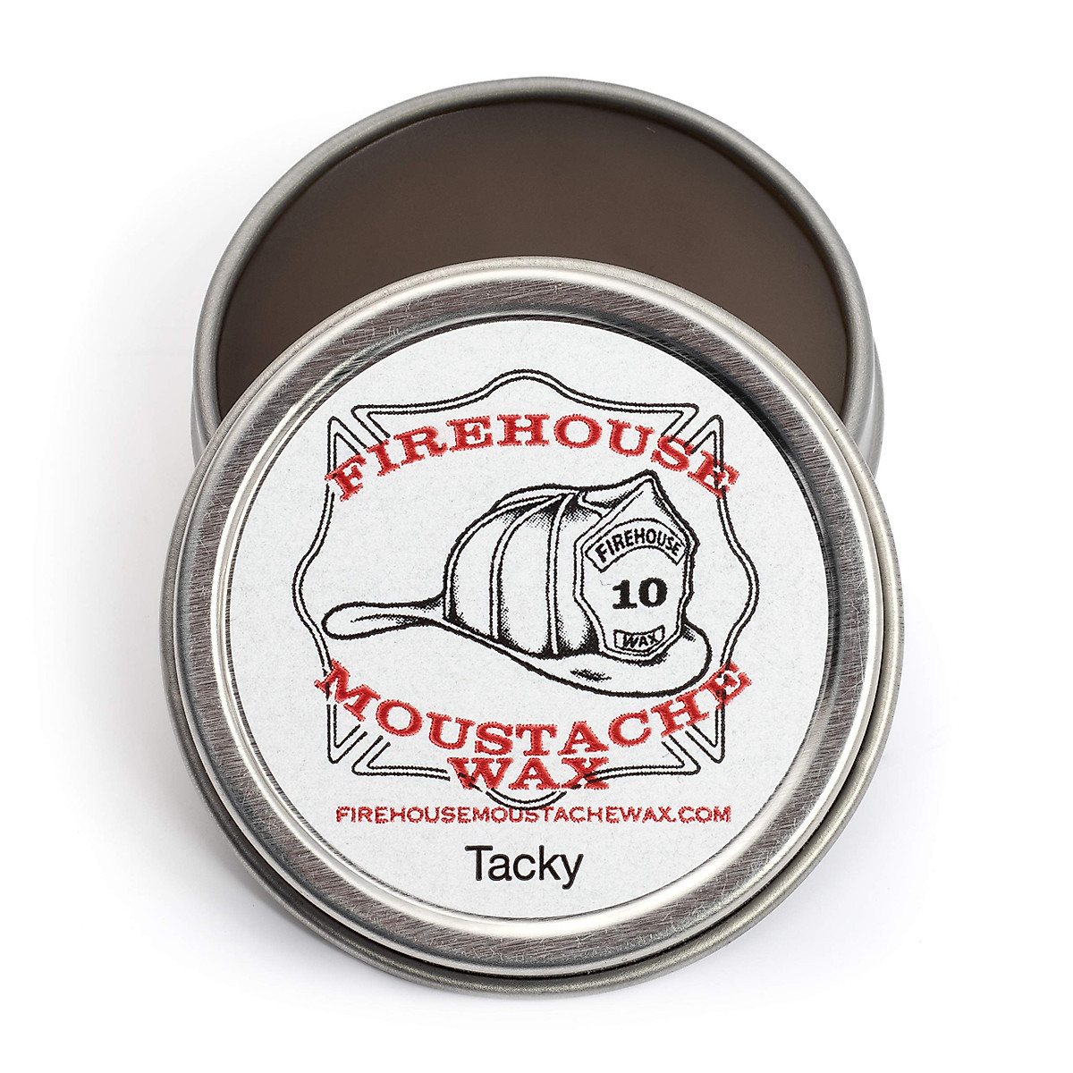 Firehouse Moustache Wax WACKY TACKY - Strong Heavy-Duty Dark Mustache & Beard Wax, Naturally Scented & Colored, All-Weather Mustache Wax (1 Ounce Tin); HANDMADE in Small Batches by John the Fireman