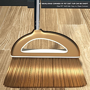 Standing Dustpan And Broom Set, Upgrade Broom And Dustpan Set, Large Size And Stiff Broom Dust Pan With Long Handle, For Home, Indoor, Kitchen Room Lobby Floor Cleaning