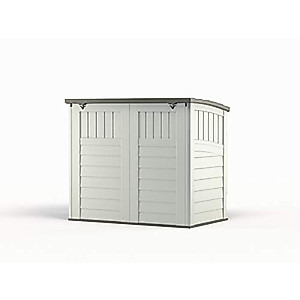 Suncast Horizontal Outdoor Storage Shed for Backyards and Patios 34 Cubic Feet Capacity for Garbage Cans, Tools and Garden Accessories, No Size, Vanilla