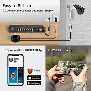 TIGERSECU Super HD 1080P 16-Channel Hybrid 5-in-1 DVR Security Recorder with 2TB Hard Drive, for Up to 5MP(12.5fps) TVI/AHD/CVI/Analog and IP Cameras (Cameras Not Included) (Renewed)