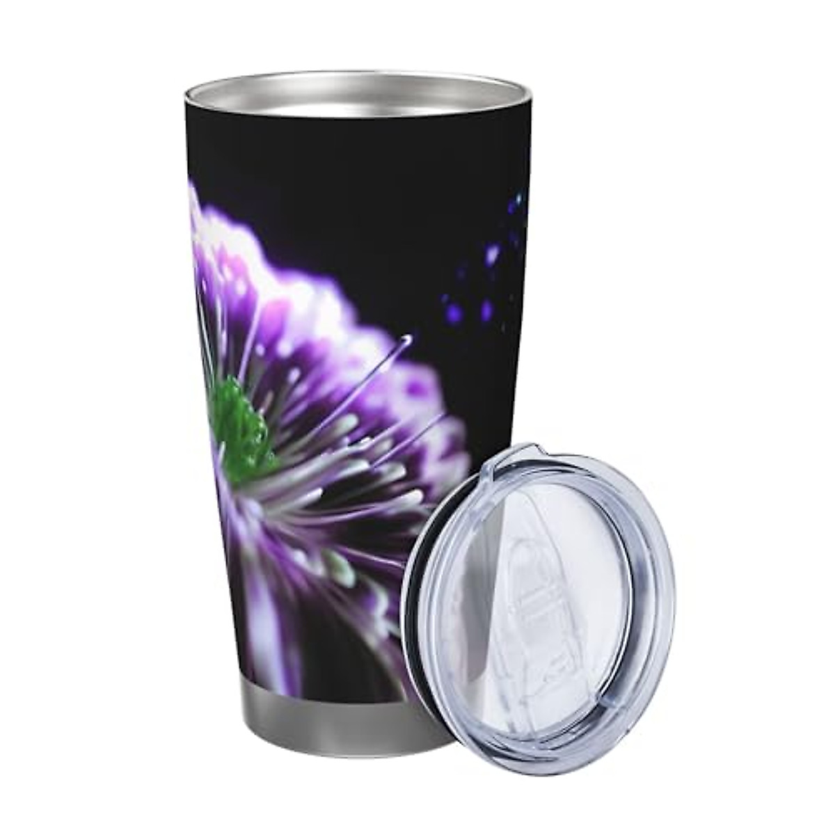 jshmgchw 3d Violet Green Glow 20oz Tumbler, Car Cup With Lid And Straw, Spill-Proof, Stainless Steel Double Wall Vacuum Insulated Reusable Coffee Travel Mug, For Cold Drinks, Hot Beverage