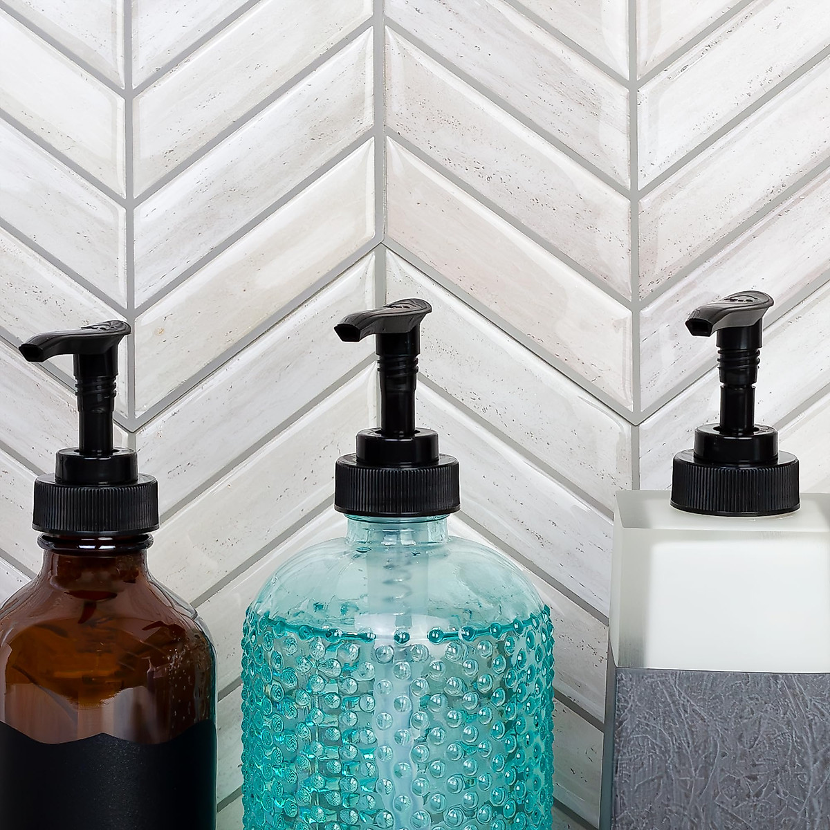 Cornucopia Brands 28-400 Replacement Pumps for Soap Dispensers/Lotion Bottles (6-Pack); Plastic Standard Size Replacement Pump Parts w/ 9-Inch Dip Tubes