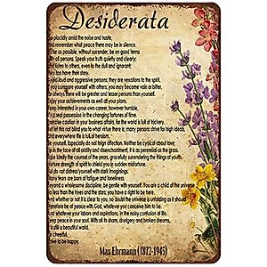 Mocozim Rustic Retro Metal Tin Sign Inspirational Poem Print Literary Poster Desiderata Art Motivational Wall Decor Inspirational Sign Vintage Home Poster 8x12inch
