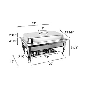 Thunder Group Stainless Steel 8 Quart Chafer, Foldable Frame