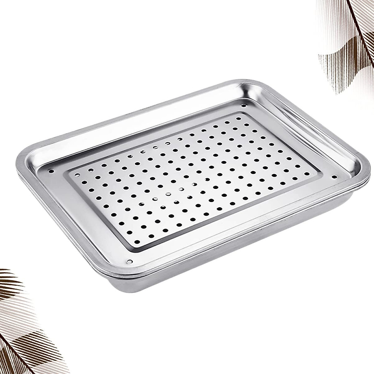 BESTonZON Drip Tray Stainless Steel Tea Drinks Serving Tray Hollow Tea Tray Serving Tray for Tea Serving Tray, Tea
