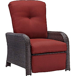 Hanover Strathmere Outdoor Luxury Recliner, Rich Brown/Crimson Red
