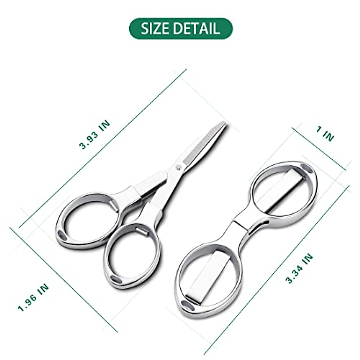Vurtid 3 Pcs Folding Scissors - Comfortable Zinc Alloy Grip Sharp Stainless Steel Blade, Portable Travel Trip Scissors