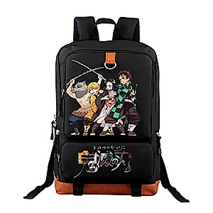 Zusvus Anime Backpack Laptop Bag Student School Book Bag Large Capacity Multipurpose Casual Travel Daypack Black